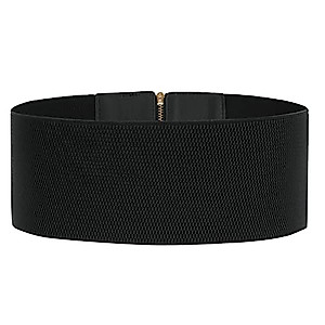 GRACE KARIN Womens Corset Elastic Belt with Zipper And Rivet Elastic Pu Leather Wide Band Retro Plus Size(Rivet # Black,XXL)