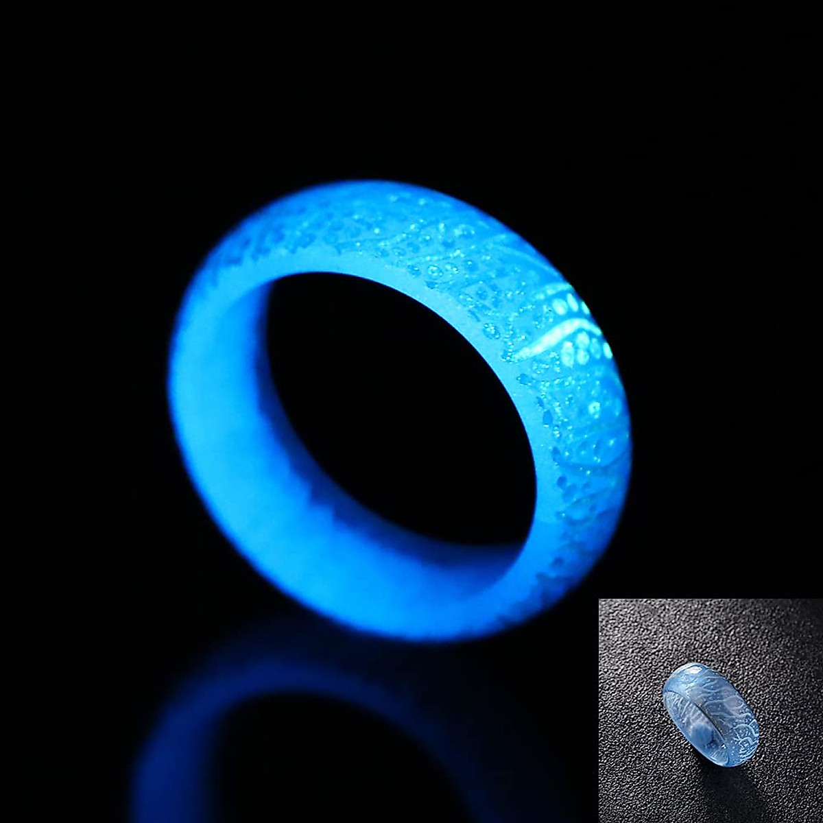 Glow Rings In The Dark Venus Orb Ring Rings For Women Trendy Acrylic Luminous Aesthetic Rings (blue, 6)