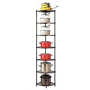 7-Tier Kitchen Pot Rack, Cookware Stand Storage Organizer ，Multi-Layer Corner Shelf Stand Stainless Steel Shelves for Kitchen