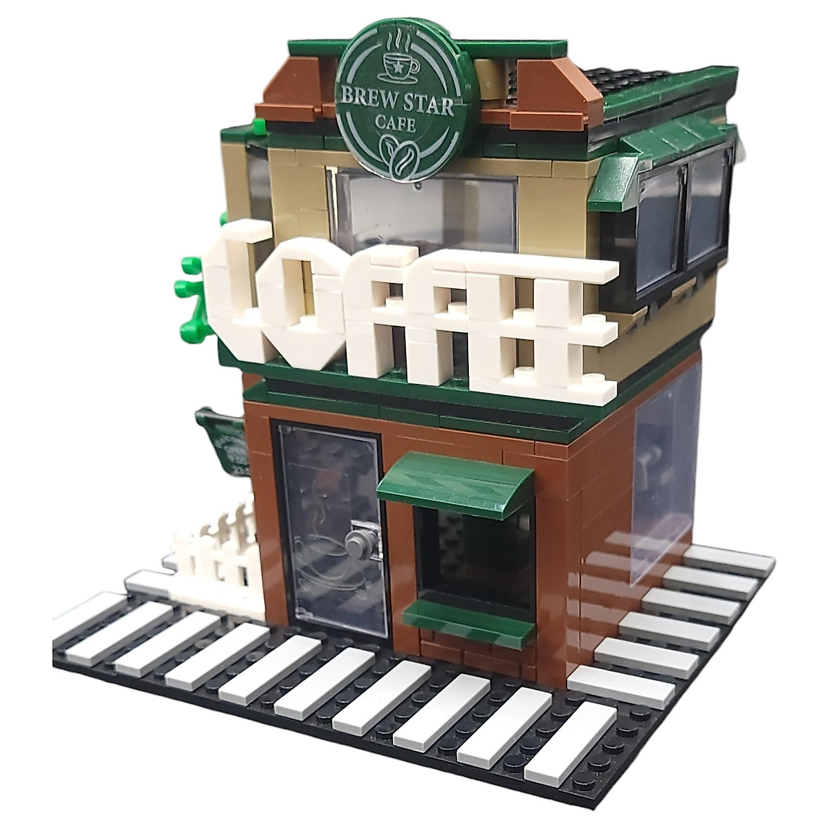 General Jim's Modular City Building Blocks Coffee Shop Set – 283 Pieces | 2-Story Café Playset | Compatible with Major Brick Brands | Coffeemaker, Restaurant Seating, Menu Board & Walk-Up Window