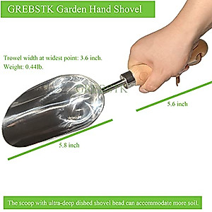 GREBSTK Garden Hand Large Capacity Fertilizer Scoop Soil Shovel Stainless Steel Gardening Trowel for Transplanting, Digging, Planting, Cultivation