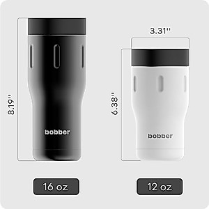BOBBER - 16 OZ Vacuum Insulated Stainless Steel Travel Coffee Mug With 100% Leakproof Locked Lid - Cup Holder Friendly, Dishwasher Safe Tumbler (Black Coffee)