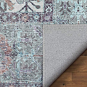 Well Woven Macon Ivory Machine Washable Vintage Style Updated Classic Distsressed Persian Area Rug (5'3" x 7'3")