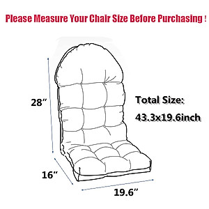 Waterproof Adirondack Chair Cushion,44inch Rocking Chair Cushion,High Back Patio Cushions Indoor and Outdoor Furniture Chair Cushions Pads with Ties (Style B)