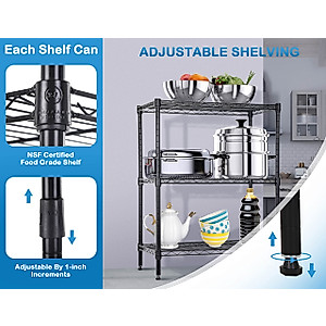 MKDLUFEI 3-Tier Wire Shelving Unit Adjustable Height 450Lb Capacity Small Metal Shelving for Storage 24"x14"x30" Metal Shelves for Kitchen, Office, Pantry, Laundry, Closet, Organizer Wire Rack