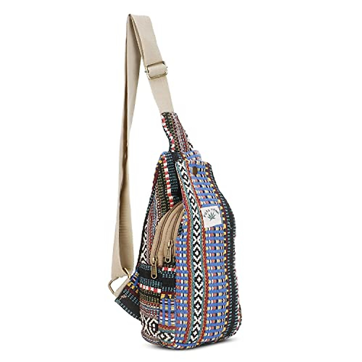 Suman Enterprises Hemp Sling Backpack- Hemp Cross body Bag- Hemp Shoulder Backpack Adjustable Strap for Men & Women (Multi-1)