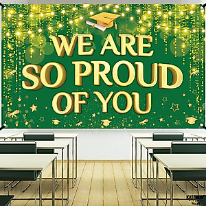 KatchOn, We are So Proud of You Banner - XtraLarge 72x44 Inch | Graduation Backdrop Green and Gold for 2024 Graduation Party Decorations | Congratulations Banner, Graduation Decorations Class of 2024