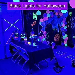 LED Black Light Bulbs - 8W(60Watt Equivalent), Black Light Bulbs with E26 Base, UVA Level 395-400nm, Glow in The Dark for Blacklights Party, Body Paint, Halloween, Neon Glow, 2 Pack