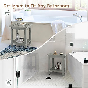 LUE BONA HDPS Shower Bench Seat, Gray Shower Stool for Inside Shower Waterproof, Bath Spa Shower Foot Stool for Shaving Legs with Storage Shelf, Weather Resistant/Non-Slip/Indoor or Outdoor Use