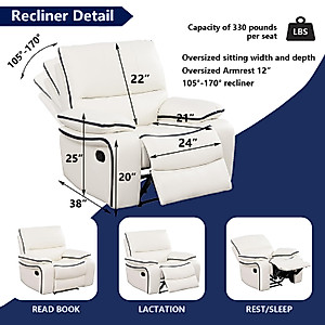 SIENWIEY Recliner Chair for Living Room Furniture,Bonded Leather Reclining Chair Home Theater Sofa Wall Hugger Recliner Rv Sofa for Living Room/Home Theater Seating/Rv Car