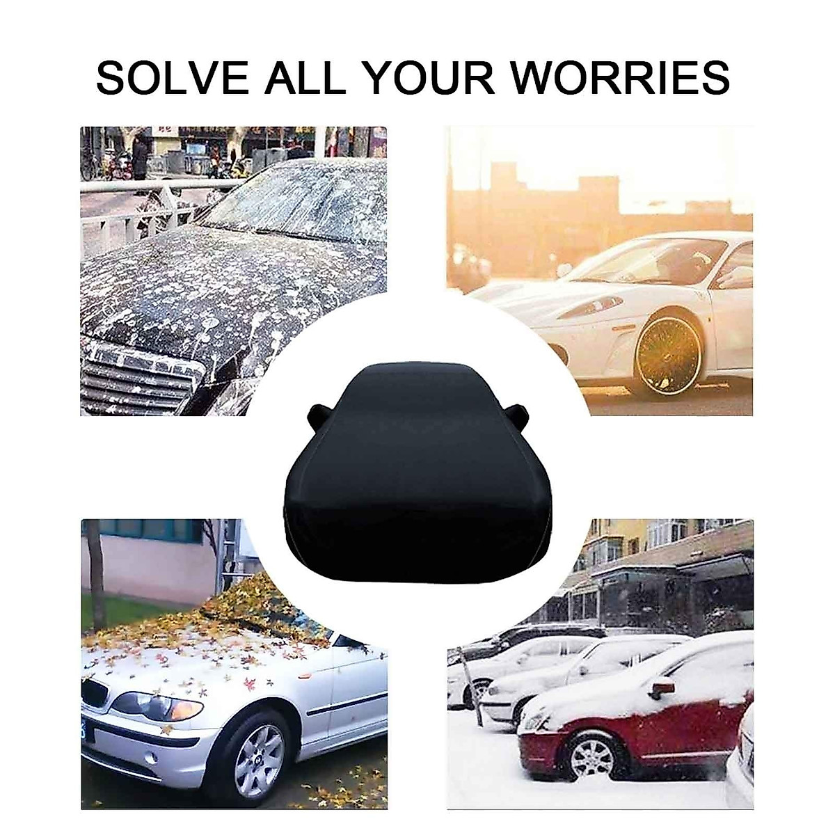 Dustproof Waterproof Car Cover Compatible With DS Automobiles DS3 CABRIO DS3 CROSSBACK DS4 CROSSBACK DS5 DS7 CROSSBACK Sun Protection Against Rain Snow Windy ( Color : Black , Size : DS7 CROSSBACK )