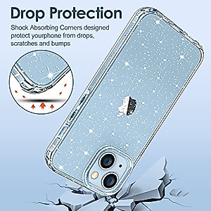 Hython Case for iPhone 14 Plus Case Glitter, Cute Clear Glitter Shockproof Protective Phone Cases for Women Girls, Sparkle Bling Anti-Scratch Soft TPU Cover for iPhone 14 Plus 6.7 inch, Shiny Clear