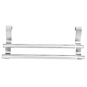 Mxzzand Bathroom Towel Bar Telescopic Towel Holder Rack Sturdy Steel Double Layers Stainless Steel Telescopic Towel Rack Hanger Bathroom Kitchen