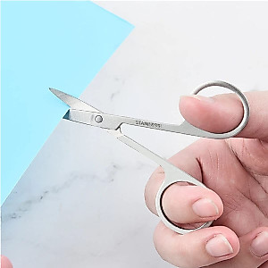 Facial Hair Small Grooming Scissors for Men Women-Curved and Rounded Nose Hair, Eyebrow, Mustache, Eyelashes, Beard Trimming Scissors Kit-Safety Blunt Tip Baby Nail Scissors with Eyebrow Tweezers Set
