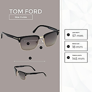 Tom Ford FT0367 River 01D 57MM Shiny Black/Gold/Grey Gradient Polarized Square Sunglasses for Men + BUNDLE with Designer iWear Eyewear Kit