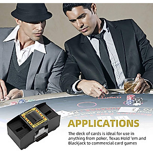 Litesam Seasonal Designs Automatic Card Shuffler,2 Decks Poker Shuffler Portable Card Shuffler,Battery-Operated Playing Card Shuffler for Casino,Club Gaming and Home Party, Black