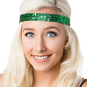 Hipsy Women's Irish Green Headband St Patricks Day Accessories Clover Headband Gift Packs (St Patty's Day Green Glitter 3pk)