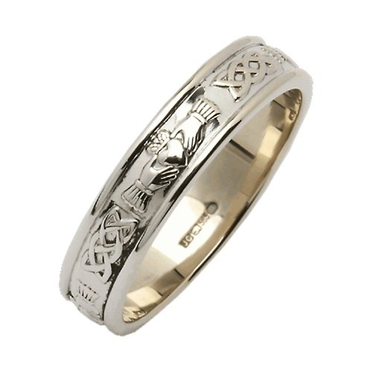 Biddy Murphy Women's Irish 925 Sterling Silver Claddagh Wedding Ring, 1/8" Band, Traditional Celtic Jewelry, Made In Ireland & Crafted by Irish Artisan Jewelers Co. Wicklow, Size 7.5