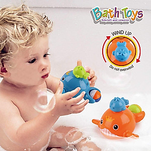 Dwi Dowellin Bath Toys Fishing Games Swimming Whales Bath Time Bathtub Toy for Toddlers Baby Kids Infant Fish Set Age 18months and up