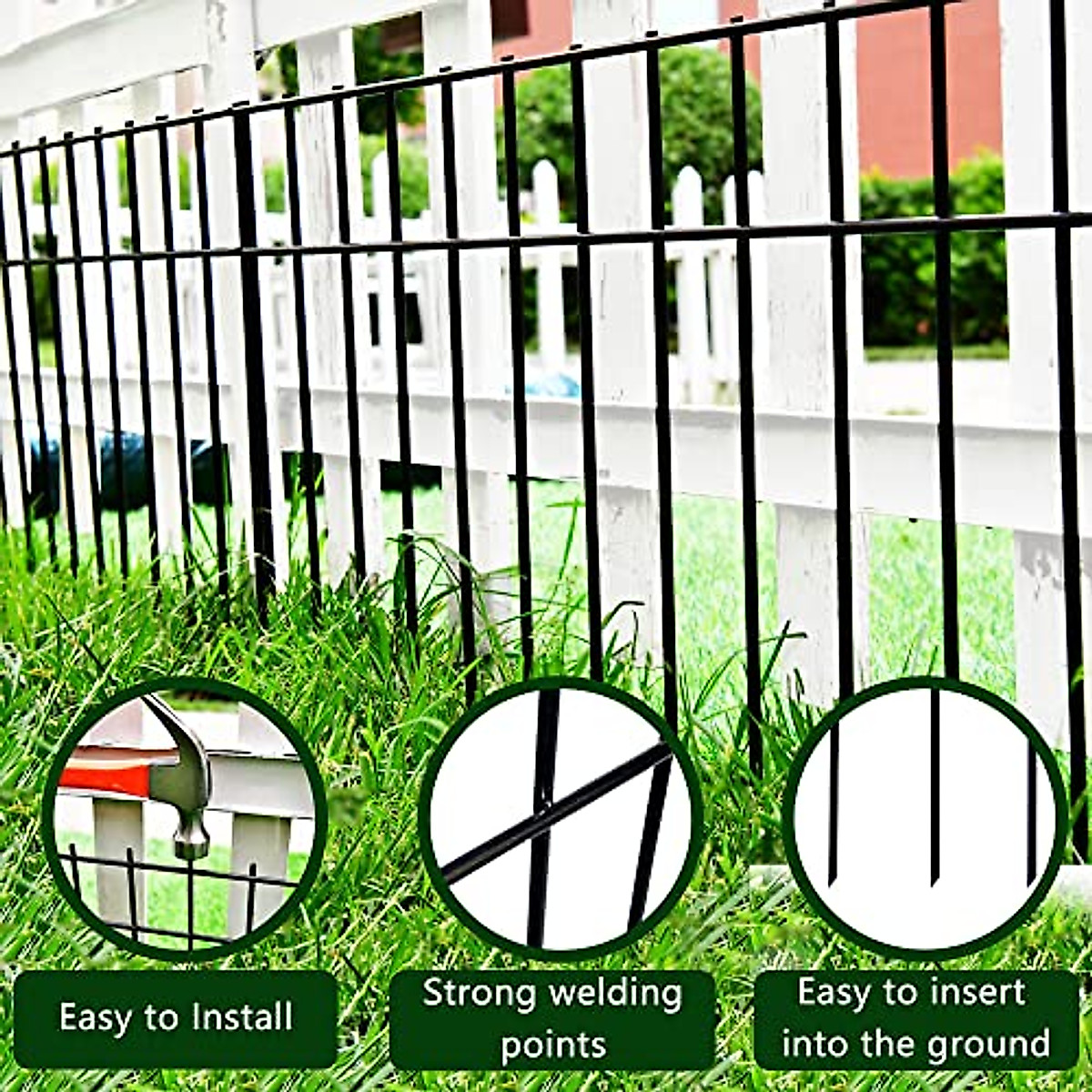 15 Pack No Dig Animal Barrier Fence,24×15 Inch Dog Barrier Fence Digging Underground Decorative Garden Fence Dog Digging Fence Black Perfect for Patio and Garden