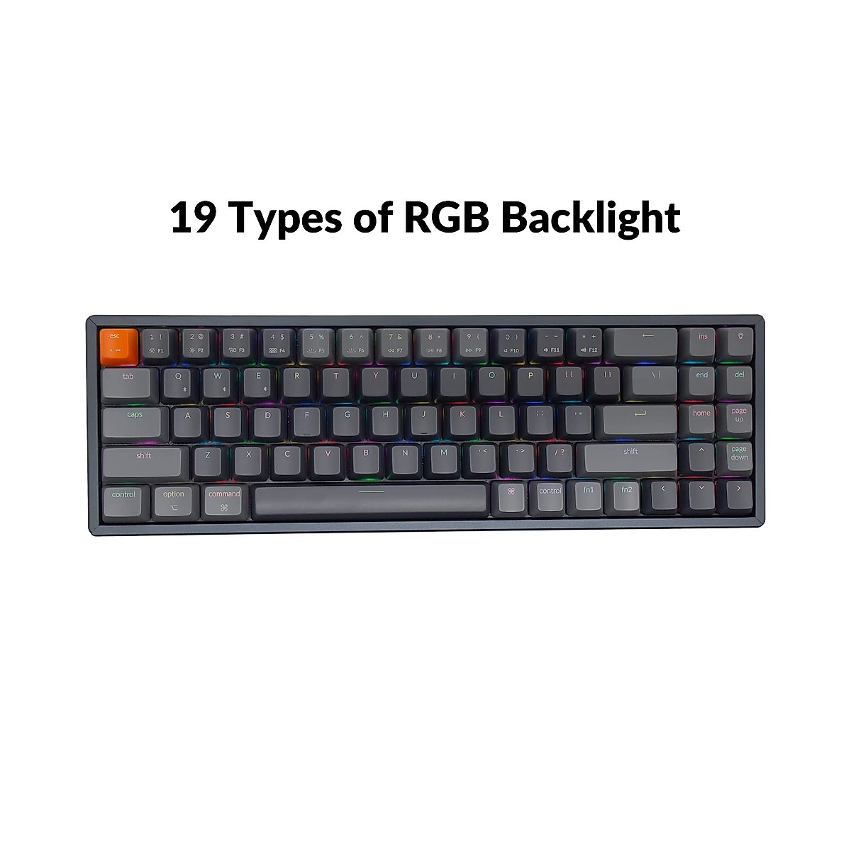 Keychron K14 70% Layout 72 Keys Bluetooth Wireless/USB Wired Mechanical Keyboard for Mac with Gateron G Pro Brown Switch/Multitasking/RGB Backlight/Aluminum Frame Computer Keyboard for Windows Laptop