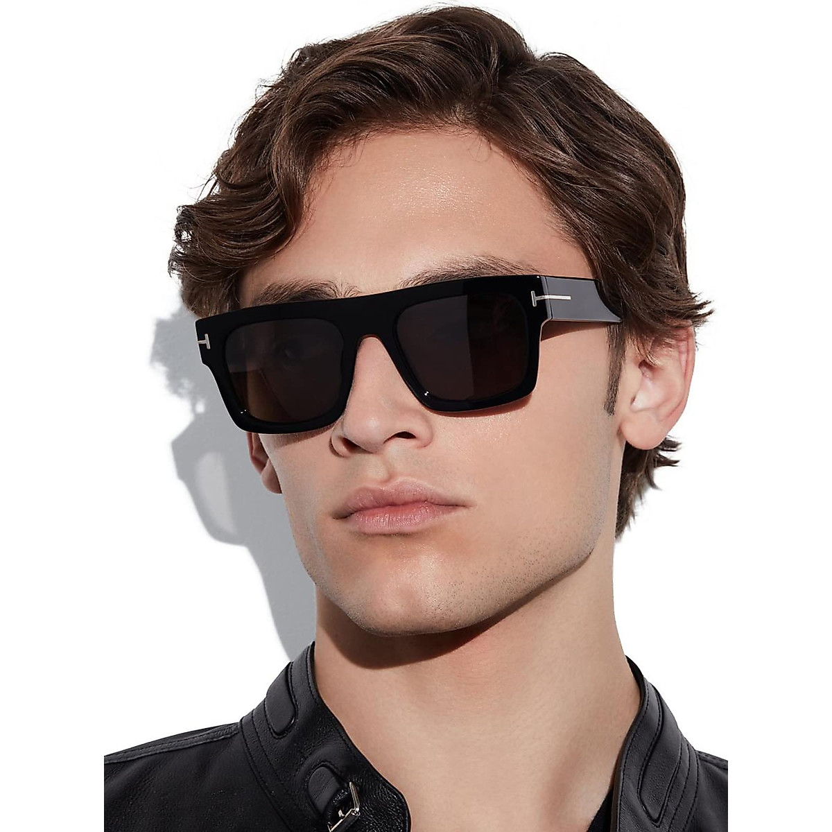 AIEYEZO Fashion Square Sunglasses for Women Men Sports Driving Sun Glasses Anti-Glare 100% UV Protection Metal T Word Design (Black/Grey Gradient)