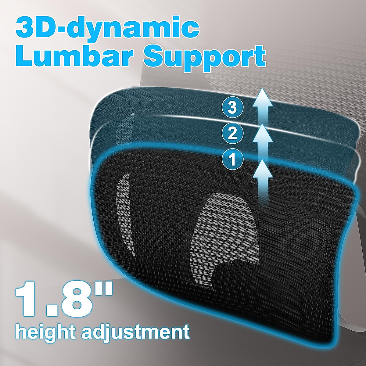 GABRYLLY Ergonomic Mesh Office Chair, Home Desk Chair with Adjustable Lumbar Support, 3D Armrest, Headrest, 4-Level Tilt Back, High Back Ergonomic Chairs with Wide Cushion Seat