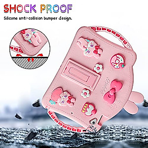 VOFUOE for iPad 6th 5th Generation Case, iPad 9.7 Case 2018 2017 with Dolls Shoulder Straps, Cute Rabbit Soft Silicone Tablet Cases Kids Girls for iPad Pro 2016/iPad Air 2th, iPad 6th/5th 9.7''-Pink