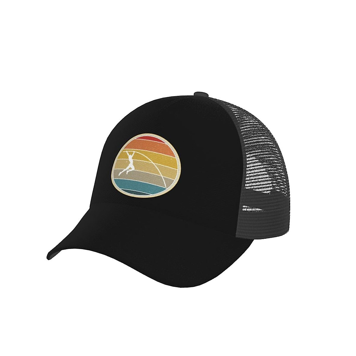 Retro Pole Vault Men's and Women's Mesh Hat Baseball Hat Sandwich Hat All Seasons Baseball Cap Black