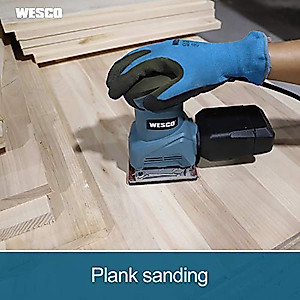 WESCO Palm Sander Tool, 2.0 Amp 1/4 Sheet Palm Sanders for Woodworking, 12,000 OPM Electric Sander Sander with Dust Collector, Punch Plate & 12 Sanding Discs, Vacuum Adapter, Quick Locking System