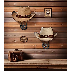 Cowboy Hat Holder 2 Pack Cast Iron Cowboy Hat Rack for Wall Horseshoe Cowboy Hat Hook Rustic Metal Western Decor for Home Bedroom Living Room Entryway Cowboy Hat Storage Men's