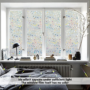 NINETREX Window Privacy Film,Stained Glass Frosted Window Film,Decorative 3D Vinyl Cling Decals,Static Cling Sticker Non-Adhesive for Home,Colorful Gravel,17.5 x 157.4Inches