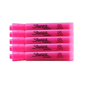Sharpie Accent Tank-Style Highlighters, 5 Colored Highlighters, Chisel Tip (Fluorescent Pink, 5-Pack)