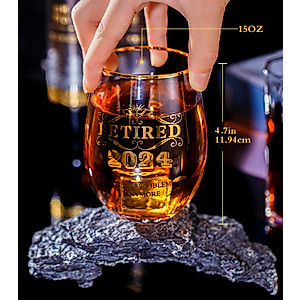 ZCLOMOLC Great Retirement Gifts for Women & Men 2024! This retirement stemless wine glass is a great gift for retirement, going away, Christmas, Thanksgiving, Fathers Day, birthday.