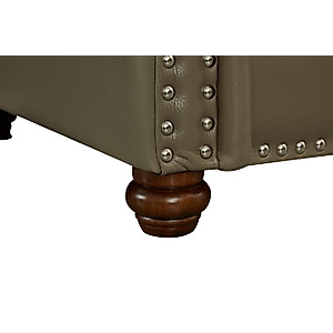 DNChuan Faux PU Leather 3 Seater Sofa Couch with Rubber Wood Legs/Nail-Shape and Removable Storage Boxes for Living Room Apartment Office-Gray