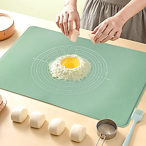 Silicone Pastry Mat Extra Large 28"X20" Non-stick Baking Mat With High Edge, Food Grade Silicone Dough Rolling Mat For Making Cookies Macarons Multipurpose Mat Countertop Mat Placemat (Green)