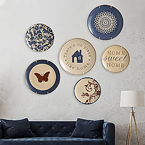 EEEKit 12 Pack Plate Hangers for The Wall, 6 8 10 Inch Invisible Wall Plate Hangers with 16 Pack Wall Hooks, Stainless Hanging Plate Holder for Decorative Plate Antique Dishes Easel Decor