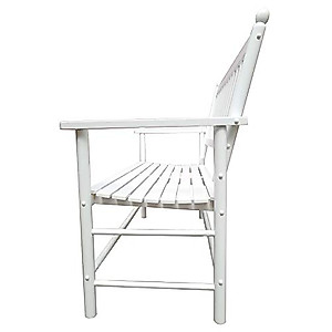 Rockingrocker - A059WT White Outdoor Wood Garden Bench - Suitable for Indoor or Outdoor - Assembled Dimensions:W49.21 x H40.16 x D26.97 inches