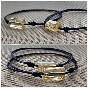 Citrine Tube Cord Bracelet for Men Women Teen Unisex Adult - Waterproof Nylon Surfer String Friendship Summer Bracelets - November Birthstone Citrine Quartz