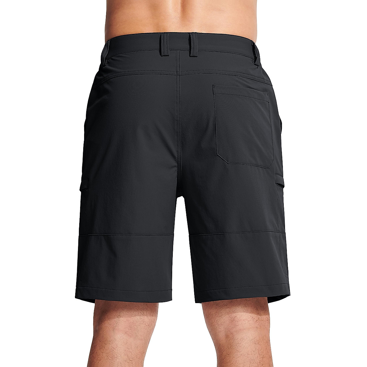 MAGCOMSEN Mens Hiking Shorts Lightweight Cargo Shorts for Men with Zipper Pockets Quick Dry Summer Running Fishing Military Tactical Shorts Black