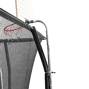 JumpKing Acc-UBSKU-Bolt Universal Adjustable Spring-Loaded Trampoline Attachable Basketball Hoop and Net with Inflatable Basketball, White