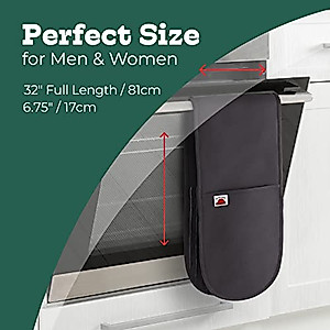 Big Red House Double Oven Mitt with The Heat Resistance of Silicone and Flexibility of Cotton, Recycled Cotton Infill, Terrycloth Lining, 480 F Heat Resistant, Gray