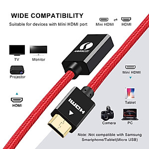 ANNNWZZD Mini HDMI to HDMI Adapter, HDMI Female to Mini HDMI Male Cable Support 1080P Full HD, 3D, for Camera, Camcorder, Laptop, Tablet, HDTV, Projector
