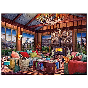 Ceaco - Rustic Lodge - Cozy Fire - 1000 Piece Jigsaw Puzzle, 27 x 20
