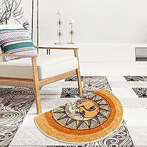 Creative semi-Circular Area Carpet Anti-Slip Super Absorbent Carpet,Sun and Moon mat,Shaggy Throw Rug for Living Room Bedroom Bathroom Home Decor