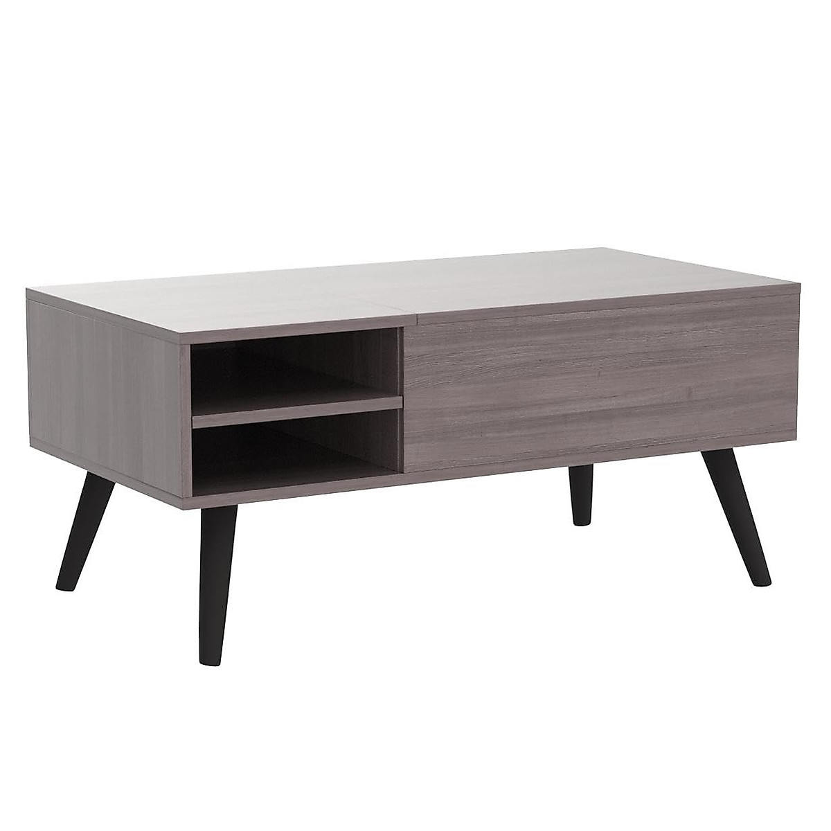 WLIVE Lift Top Coffee Table with Storage for Living Room,Small Hidden Compartment and Adjustable Shelf,Mid Century, Modern ,Wood,Grey
