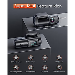 Dash Cam 1080P Car Camera, Dash Camera for Cars, Dash Cam Front with Night Vision, WiFi Car Camera with App, 24h Parking Mode,Motion Detection,Loop Recording, 170°Wide Angle, G-Sensor (X9)