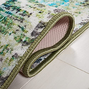 SAFAVIEH Riviera Collection Accent Rug - 4'5" x 6'5", Green & Light Blue, Non-Shedding Machine Washable & Slip Resistant Ideal for High Traffic Areas in Entryway, Living Room, Bedroom (RIV117Y)