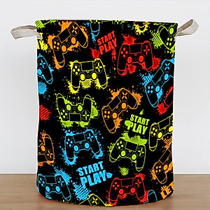 Game Controller Gaming Art Laundry Basket Boys Hamper Bag Dirty Clothes Storage Basket Waterproof Foldable Collapsible Organizer Gamer Room Decor For Bedroom Boys Room Bathroom Dorm