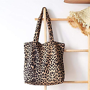 Leopard Shoulder Bag Soft Large Tote Purse Handbag Travel Satchel for Women